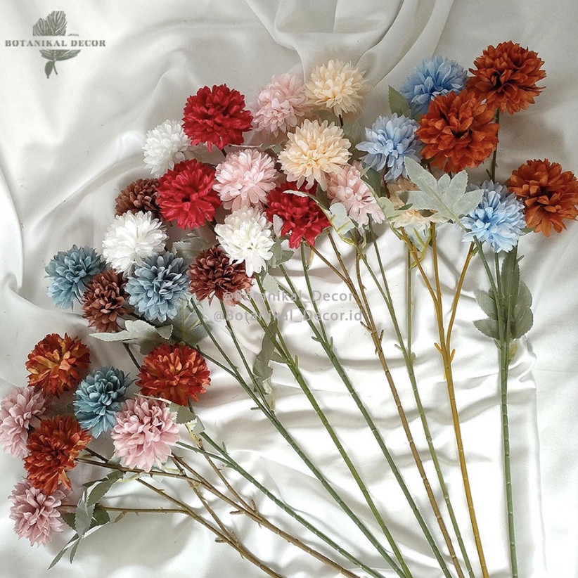 Jual Artificial Flower Snow PomPom Bunga Pingpong 3 Cabang Bunga Palsu ...