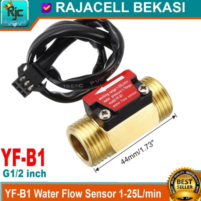 Jual YF-B1 Water Flow Sensor G1/2 1/2" Flowmeter 1-25L/min Bahan ...
