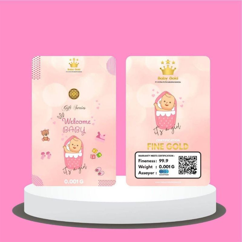 Jual Souvenir / Kado Emas Baby Gold Welcome Baby Boy/Girl 0,001 gram ...