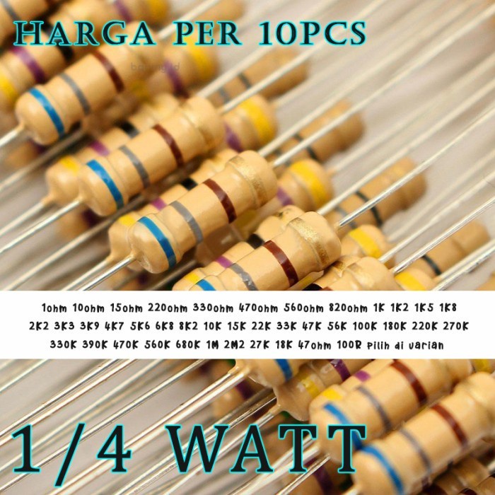 Jual RESISTOR 1/4 WATT 1/4W 1/4WATT 5% BERBAGAI UKURAN | Shopee Indonesia