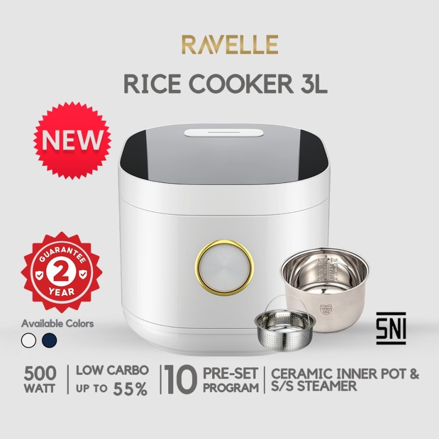 Jual Ravelle Rice Cooker Low Carbo Stainless Steel Pot 3 Liter (1,,2 ...