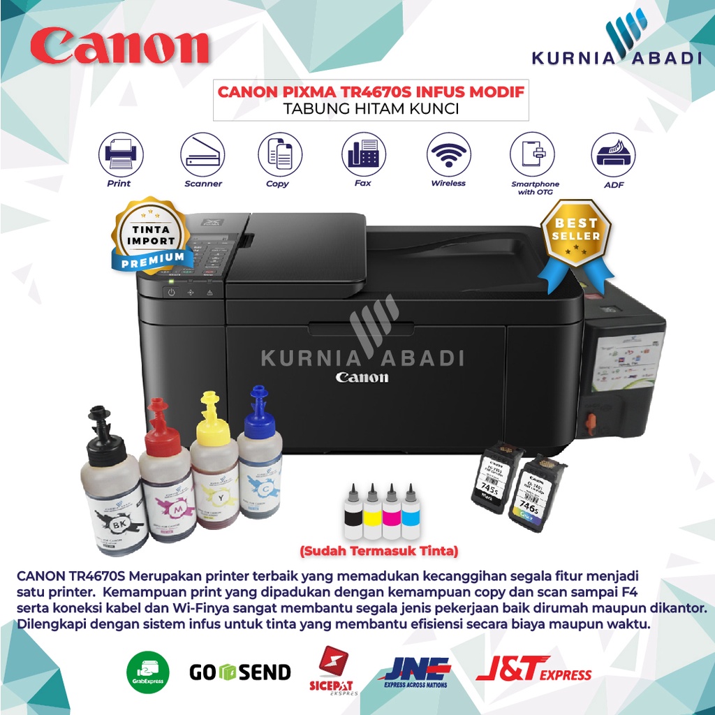 Jual Printer Canon PIXMA TR4670S Infus Tabung Print Scan Copy Wifi Fax ...