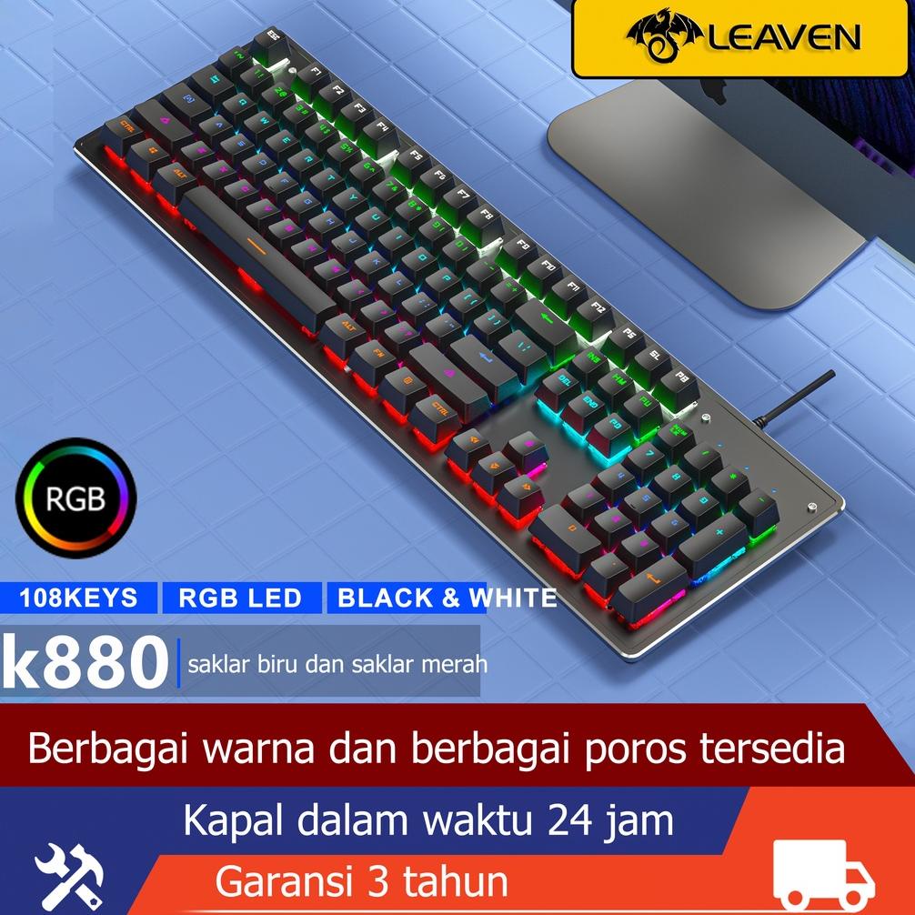 Jual LEAVEN K880 keyboard mechanical gaming rgb usb pc wired outemu ...
