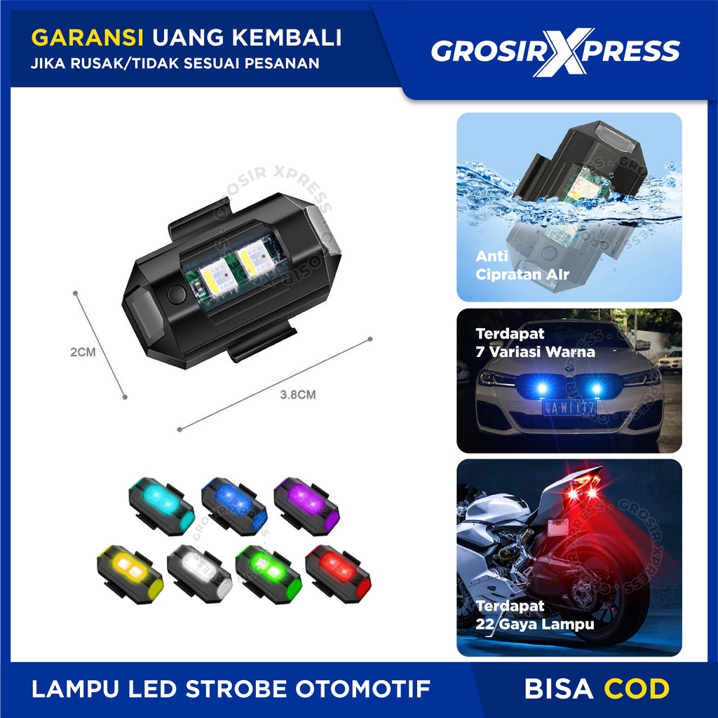 Jual Lampu Kedip Motor Led Strobo 7 Warna Lampu Custom Mini Mobil ...