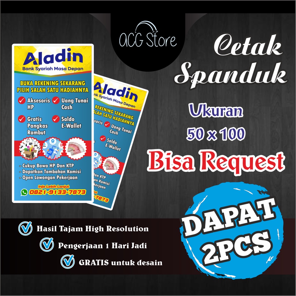 Jual ACG STORE/2PCS UKURAN 50X100 CETAK SPANDUK/FREE DESAIN/SPANDUK ...
