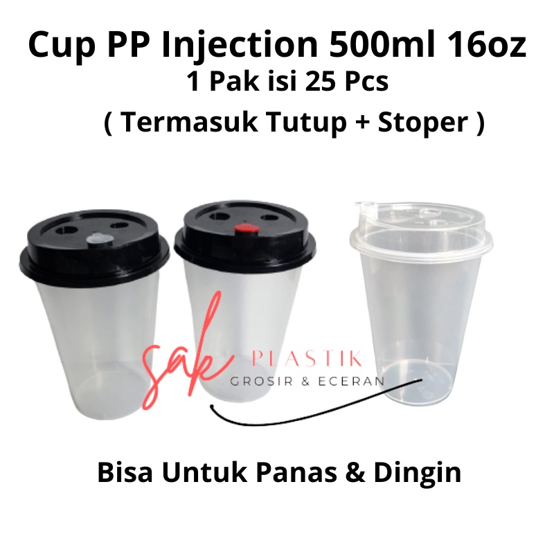 Jual Cup PP Injection 500ml 16oz / Gelas Plastik Boba Cheese Tea 500 ml ...