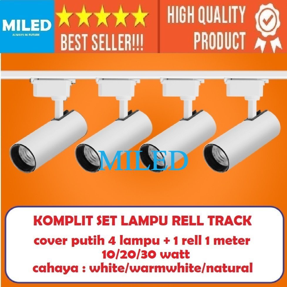 Jual PAKET 4 LAMPU TRACK PLUS RELL 220C LED 10/20/30 WATT COVER PUTIH ... Jual PAKET 4 LAMPU TRACK PLUS RELL 220C LED 10/20/30 WATT COVER PUTIH ...