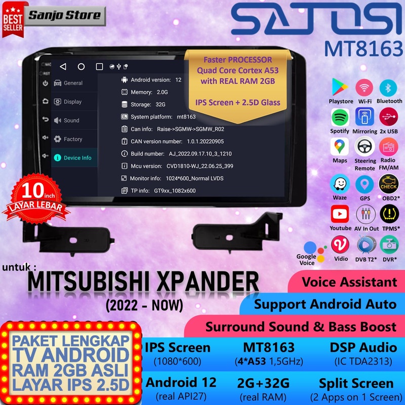 Jual SANJO - Paket Frame OEM + Soket PNP + Headunit Android 10 inch ...