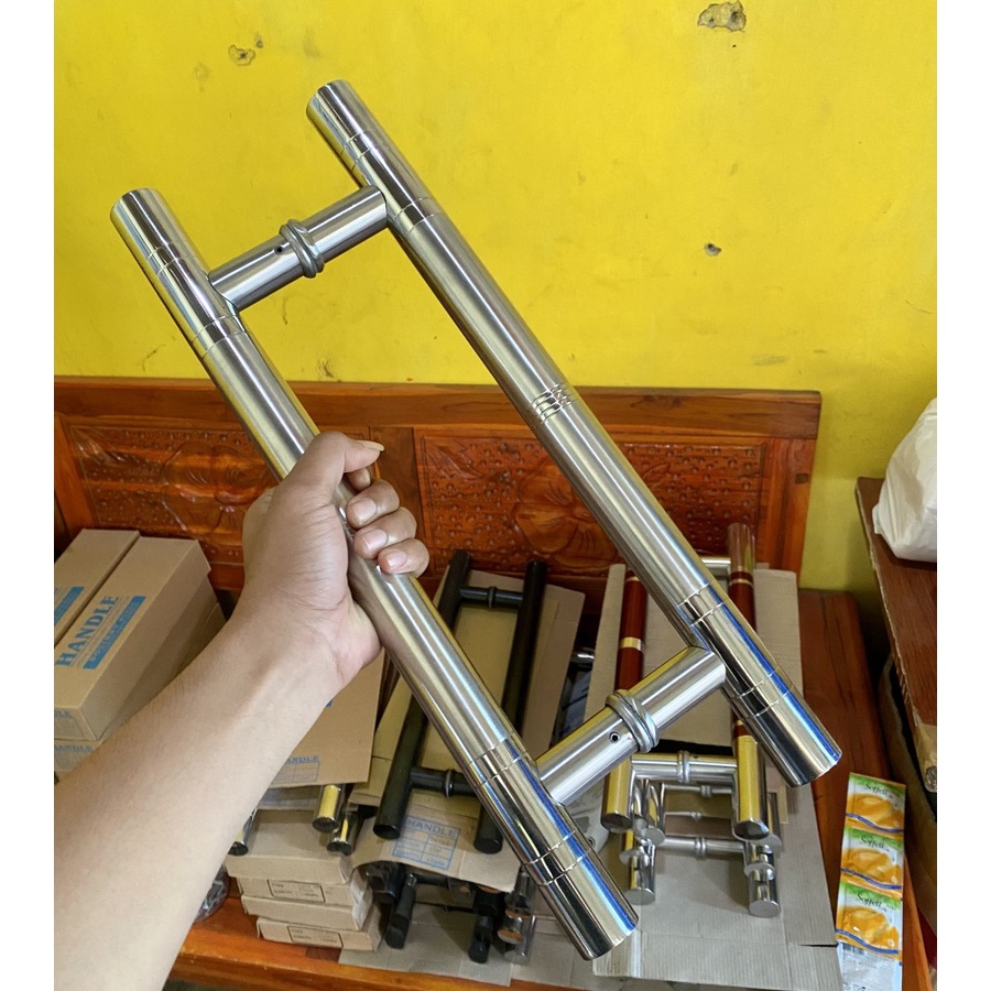 Jual handel pintu baut tembus stainless 45cm 60cm gagang tarikan pintu kaca tempered | Shopee ...