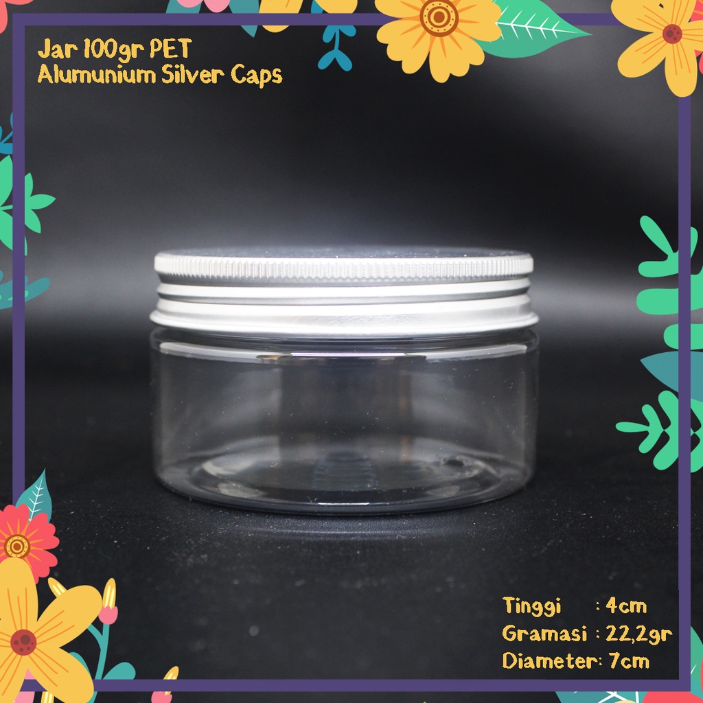 Jual POT JAR 100GRAM 100GR BENING TUTUP ALUMUNIUM PET JAR 100ML 100 ...
