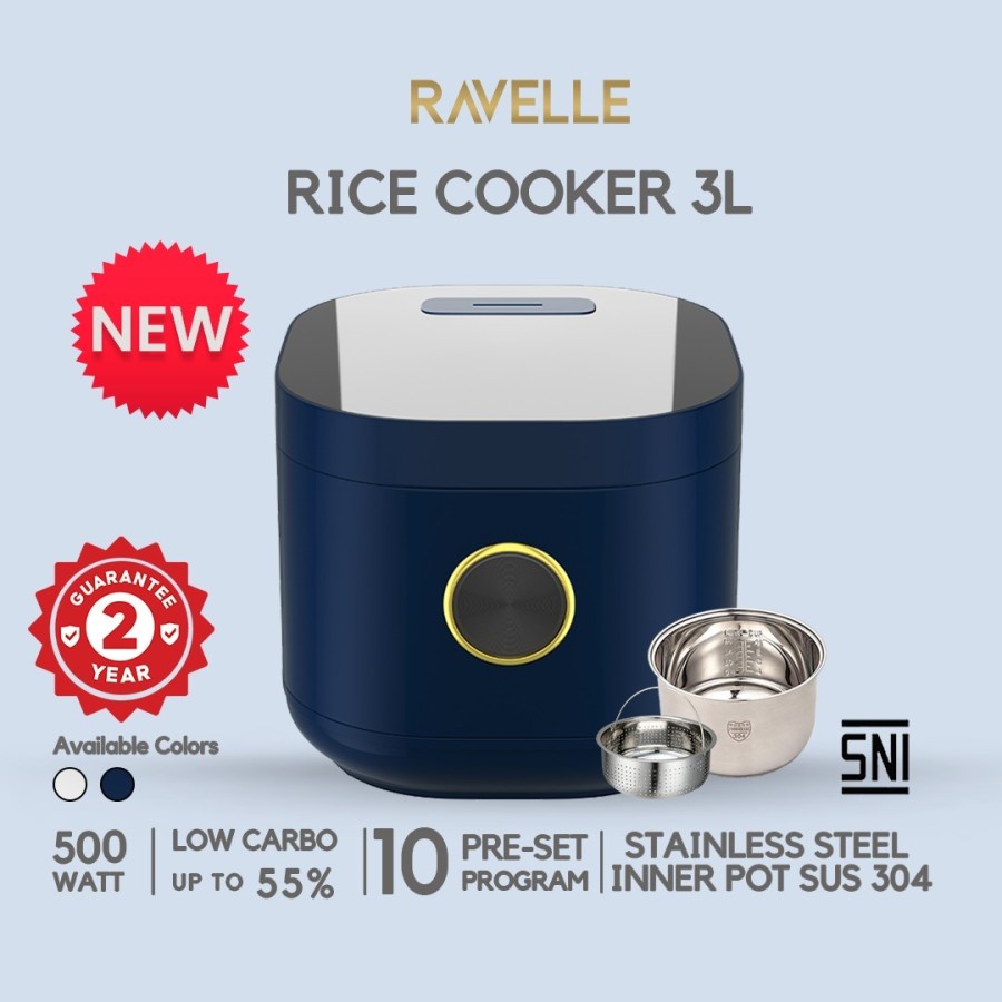 Jual Ravelle Rice Cooker Low Carbo Stainless Steel Pot 3 Liter (1,,2 ...