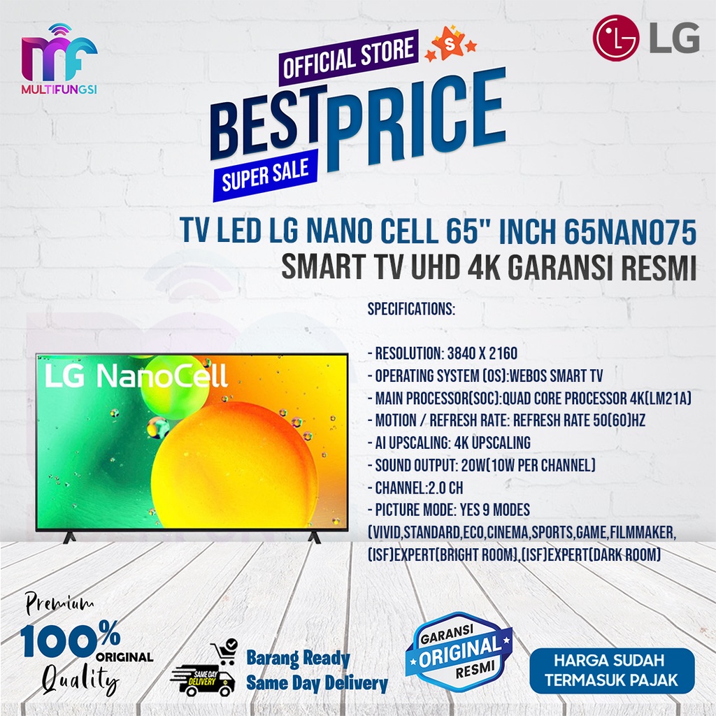 Jual TV LED LG Nano Cell 65" Inch 65NANO75 Smart TV UHD 4K Garansi ...