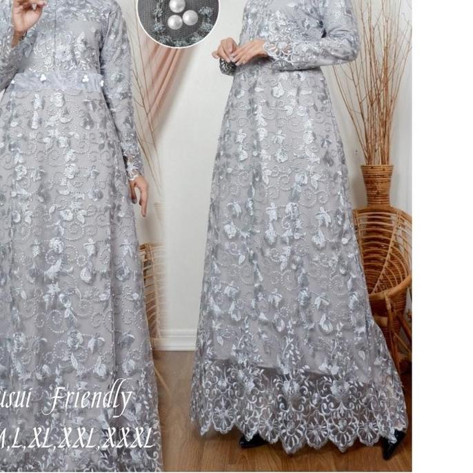 Jual Kaira Gamis Busui Terbaru Full Brukat Tile Mutiara Maxi Dress Pesta Kondangan Size Jumbo S ...