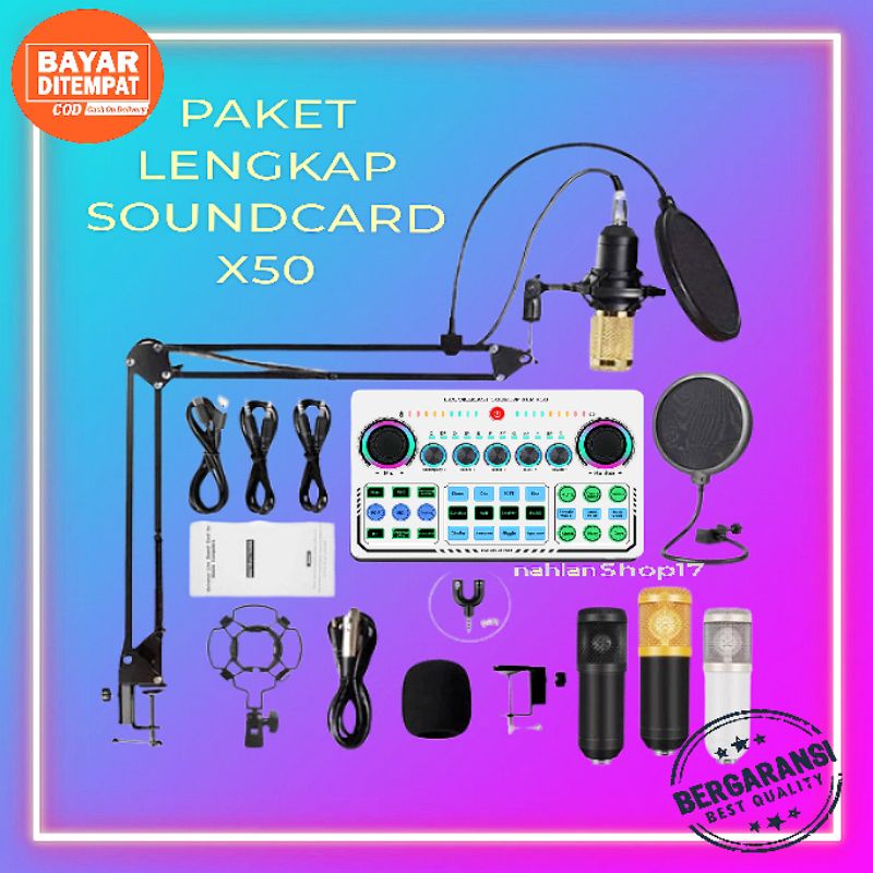 Jual PAKET LENGKAP SOUNDCARD X50 CONDENSER MIC MICROPHONE BM800 PAKET ...