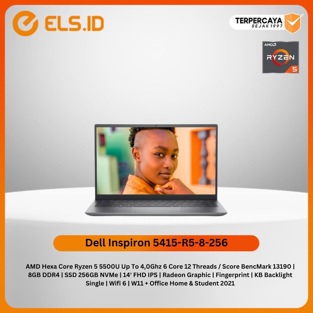 Jual Dell Inspiron 5415 [ AMD Ryzen 5 5500U-8GB DDR4-SSD 256GB ...