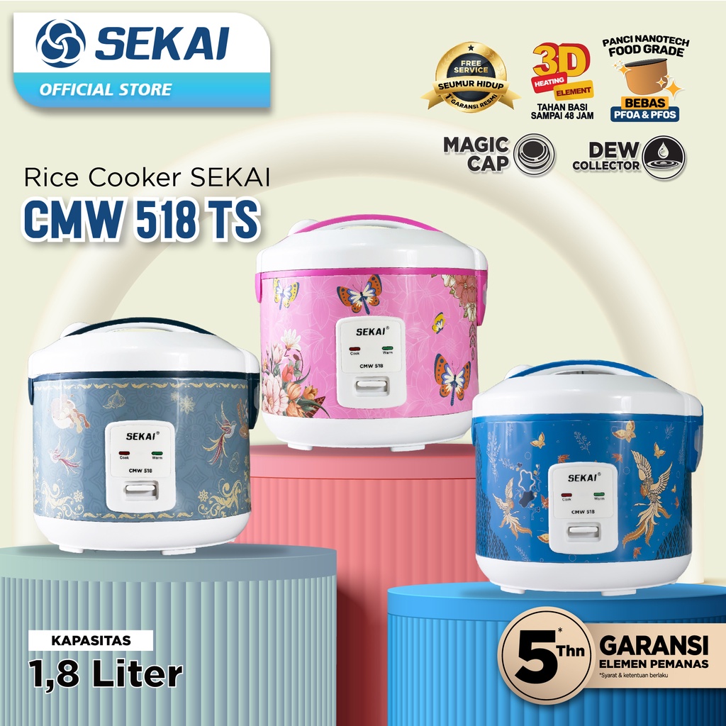 Jual SEKAI Rice Cooker / Penanak Nasi Magic Com Penghangat Nasi 3 in 1 ...