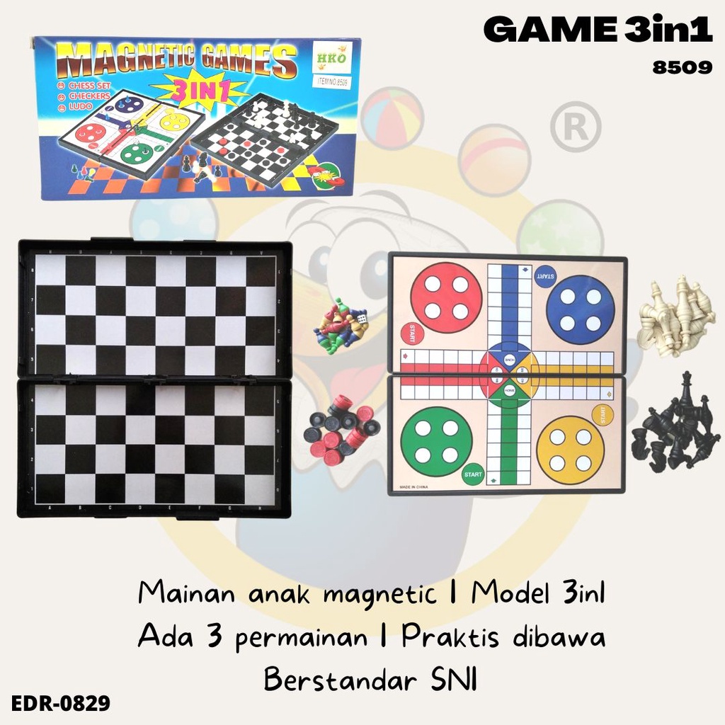 Jual RAJAWALI TOYS GAJAHMADA MAINAN GAME 3IN1 8509/MAINAN ANAK MAGNETIC ...
