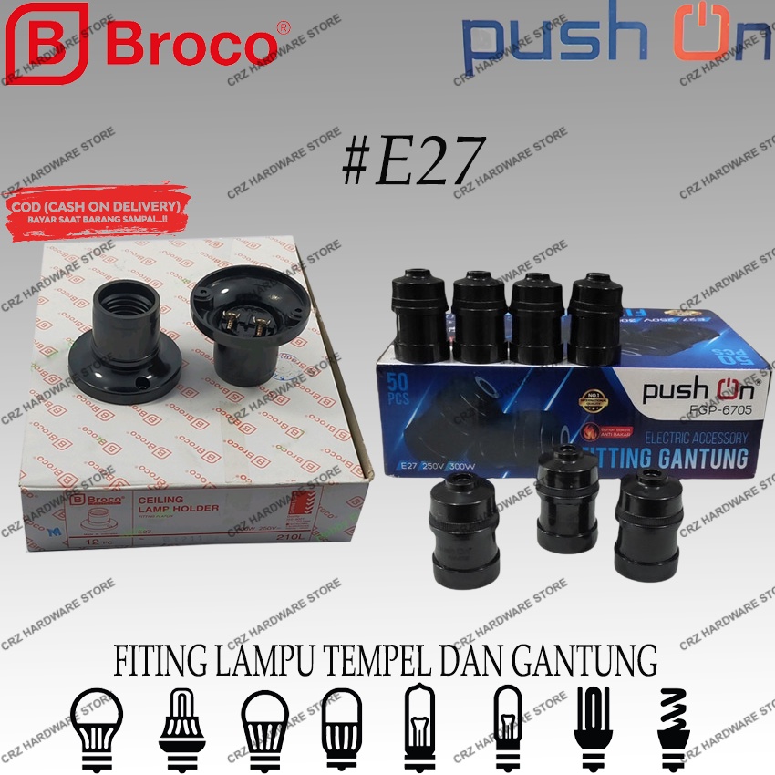 Jual Fiting Fitting Lampu Tempel Dan Gantung Plafon Hitam Standard SNI ...