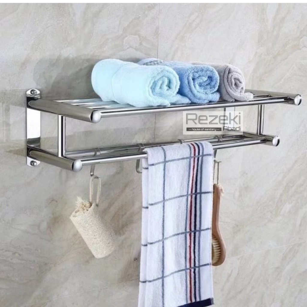 Jual Rak Gantung Kamar Mandi Stainless 50cm - Rak Handuk Multifungsi ...