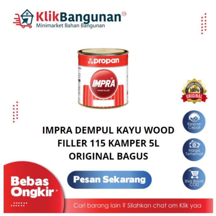 Jual IMPRA DEMPUL KAYU WOOD FILLER 115 KAMPER 5L ORIGINAL BAGUS ...