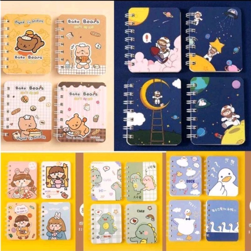 Jual 7S NOTE BOOK RING MOTIF BUKU MEMO KECIL A7 SPIRAL isi 80 Lembar NOTEBOOK MINI / BUKU ...