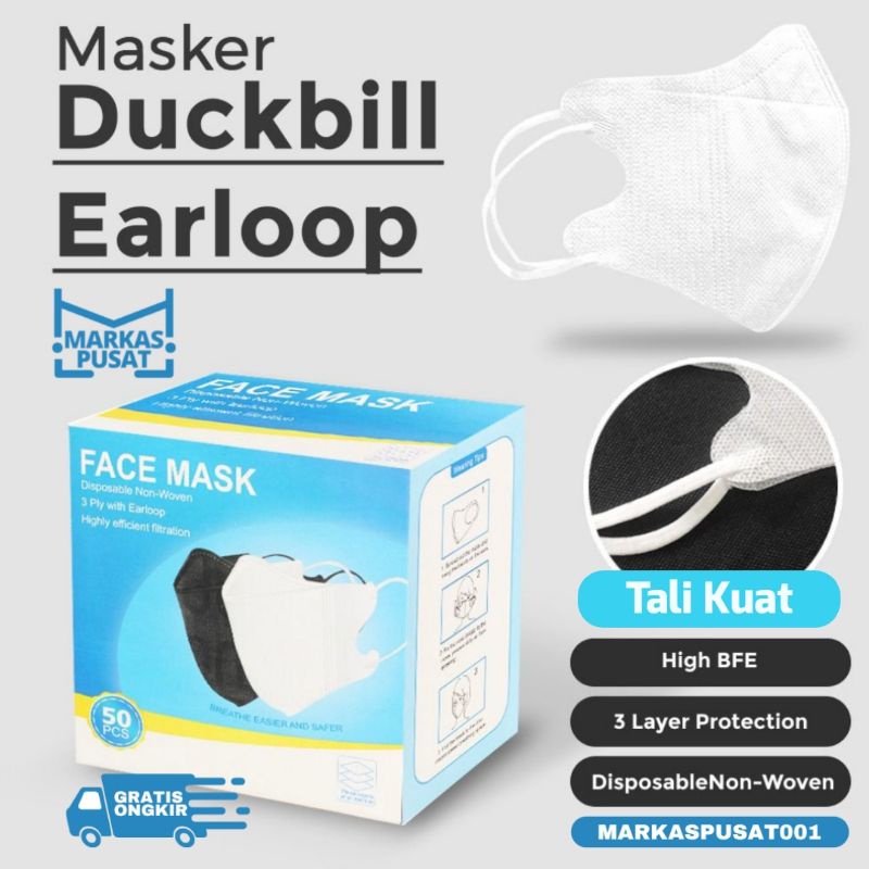 Jual masker Duckbill isi 50pcs duckbill 3ply masker duckbill facemask ...