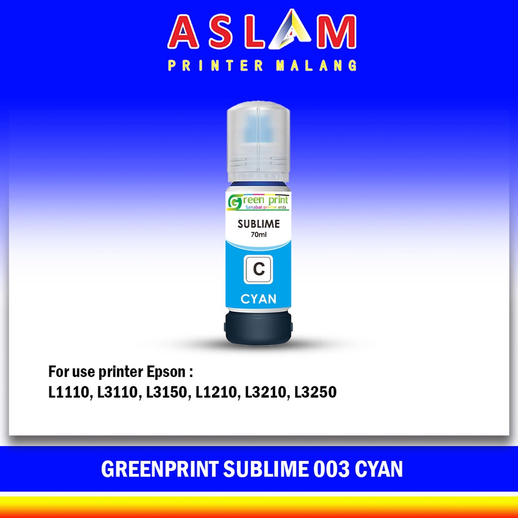 Jual Tinta Epson 003 Sublime Green Print 70ml Cyan biru For Printer ...