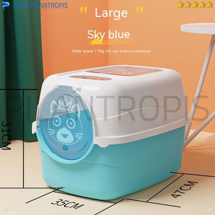 Jual CAT LITTER BOX KUCING TERTUTUP LITER BOX TOILET KUCING TERTUTUP ...