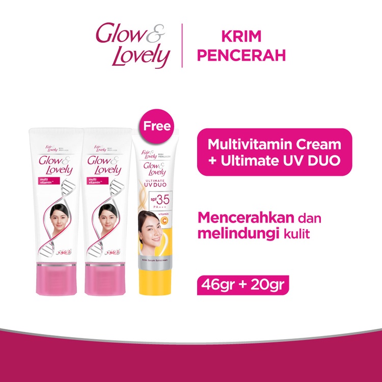 Jual Buy 2 Glow & Lovely Multivitamin Facial Cream 46g FREE Glow & Lovely Ultimate UV Duo 20g ...