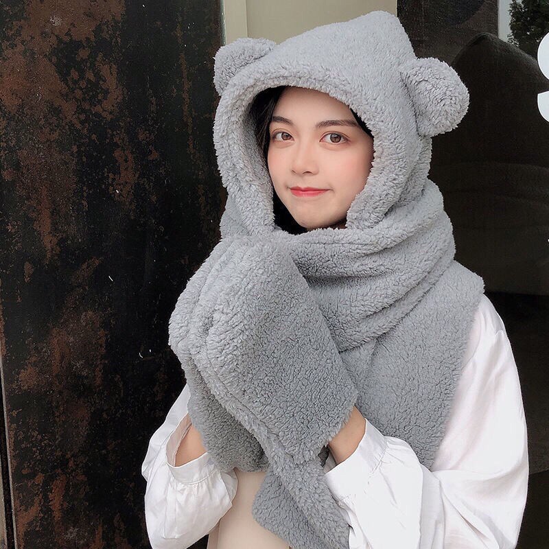 Jual SRIWA Topi Syal Bulu Panjang Musim Dingin Syal Beruang Wol Wanita ...