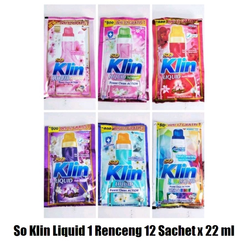 Jual So Klin Liquid 1 Renceng 12 Sachet x 22 ml All Varian - So Klin ...