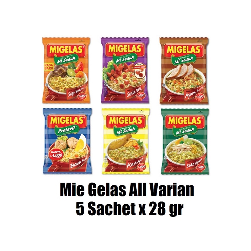 Jual Mie Gelas 28 gr x 5 Sachet All Varian - Migelas Kari Ayam - Mi ...