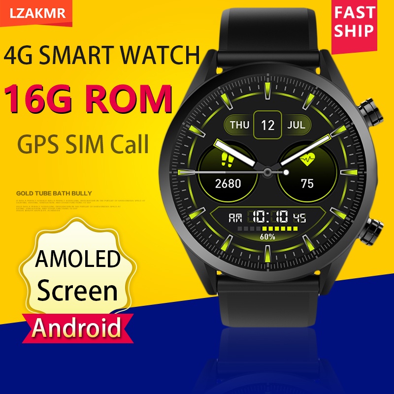 Jual LZAKMR 2023 Baru AMOLED 1.39 "; layar KC08 4G Smart Watch Pria Wifi Android OS GPS ...