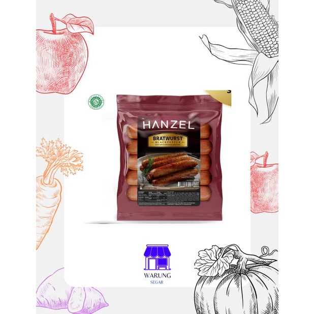Jual HANZEL SAUSAGE BRATWURST BLACKPEPPER 360g | Shopee Indonesia