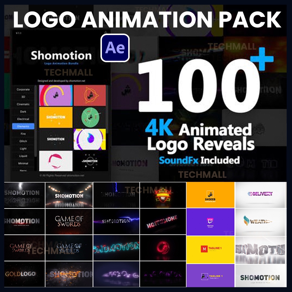 Jual NS 100+ Animated Logo Reveals Animation Pack for After Effects ...