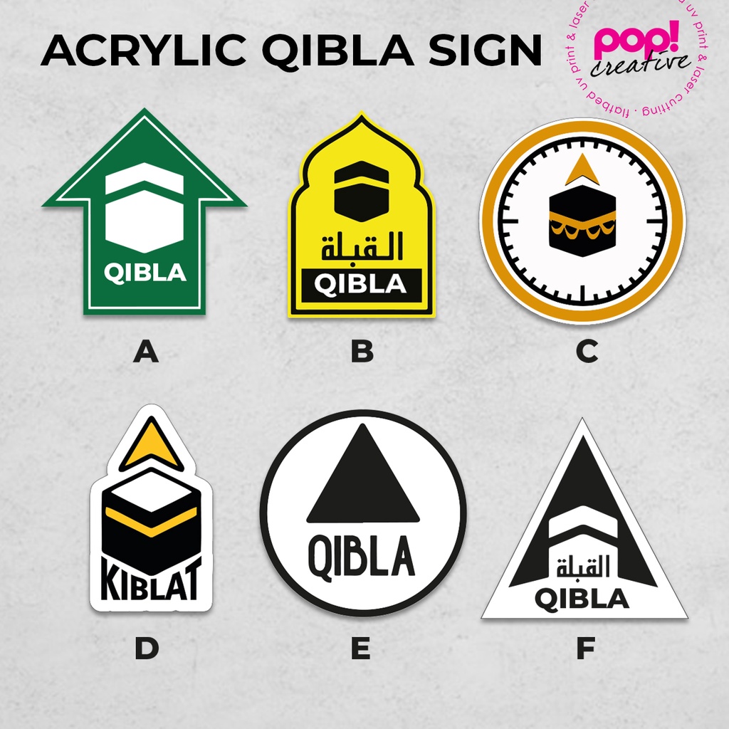 Jual Arah Kiblat Panah Papan Sign Board Akrilik Print Label Sholat ...