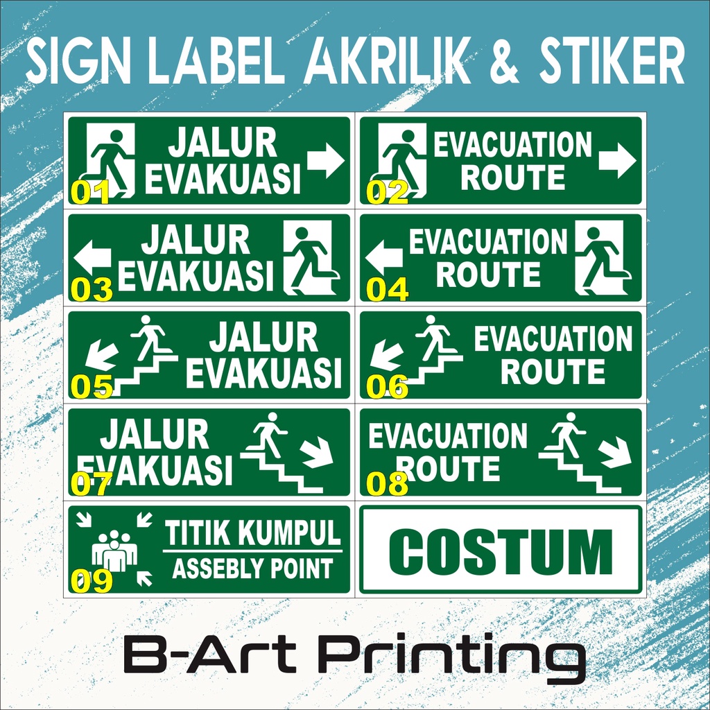 Jual AKRILIK SIGN DAN STIKER JALUR EVAKUASI WATERPROOF/ STIKER ...