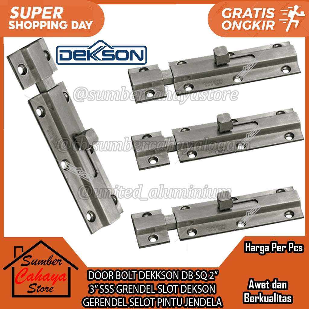 Jual DOOR BOLT DEKKSON DB SQ 2” 3” INCH SSS GRENDEL SLOT DEKSON ...