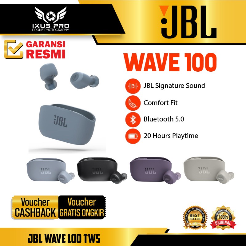 Jual JBL WAVE 100 TWS / WAVE100 TWS True Wireless Earbuds Original ...