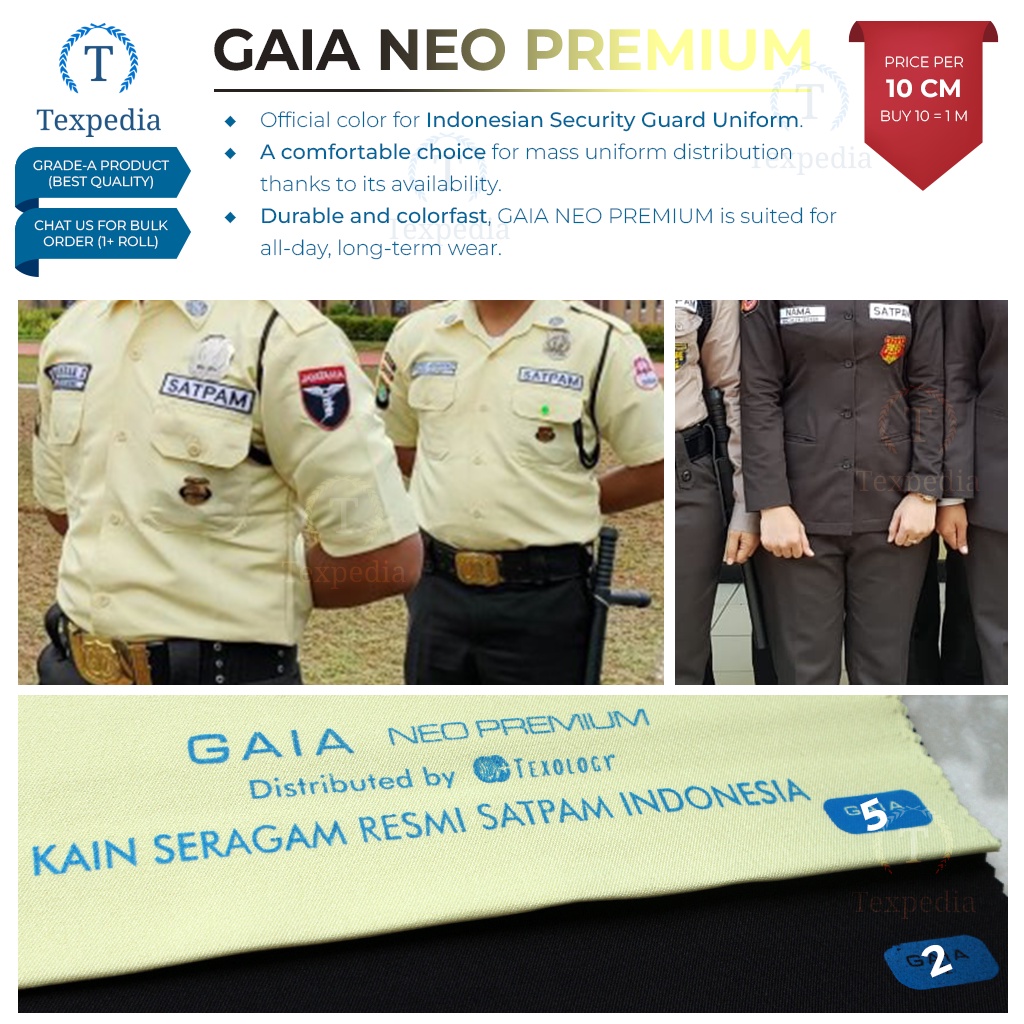 Jual GAIA NEO PREMIUM (per 10 cm) by Texology - Kain Bahan Seragam Resmi Satpam/Security Dinas ...
