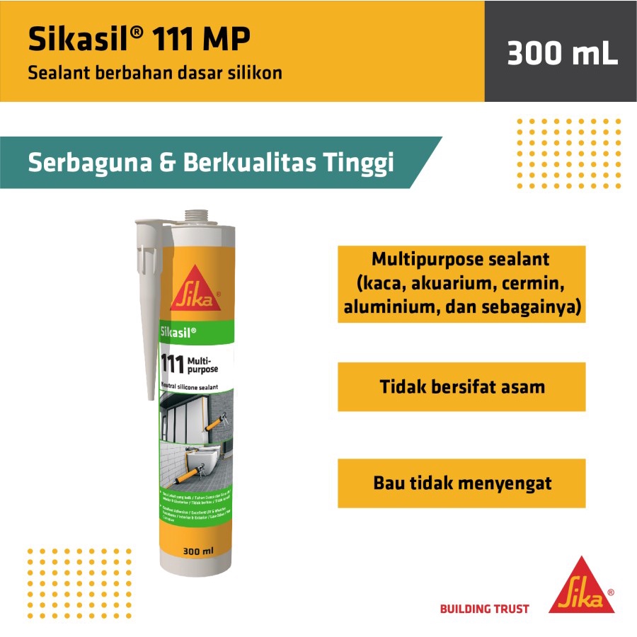 Jual Sika - Sikasil 111 Multi Purpose Sealant Silicone Lem Kaca Netral 300ml | Shopee Indonesia