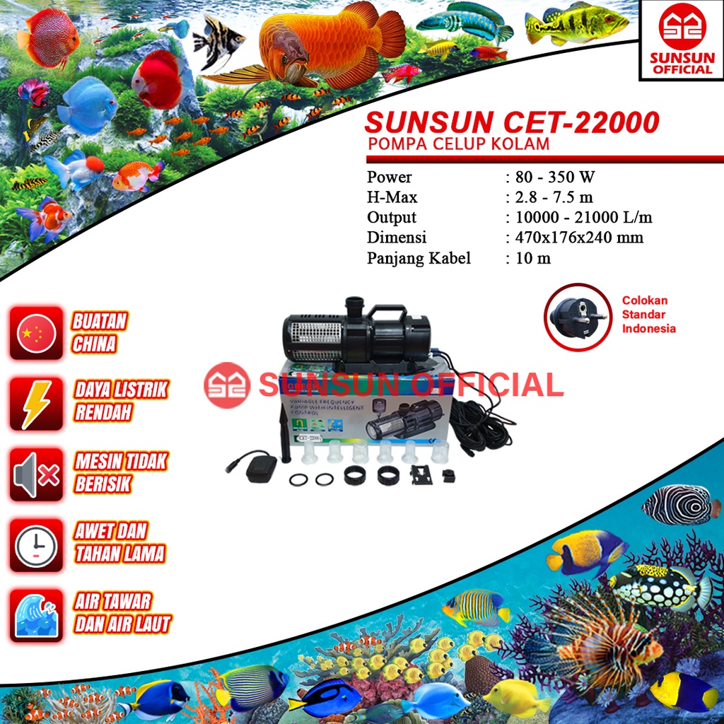 Jual SUNSUN CET 22000 / CET 26000 Series Pompa Air Celup + Controller ...
