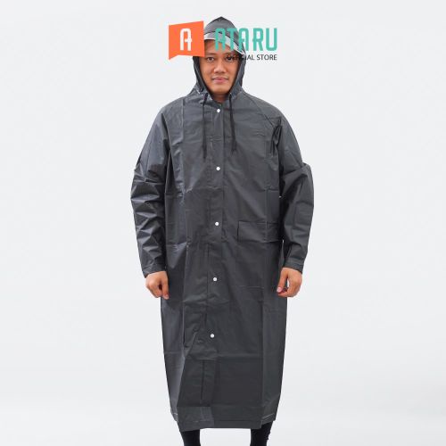 Jual Ataru Jas Hujan Panjang Pvc - Hitam Long Raincoat Mantel Hujan ...