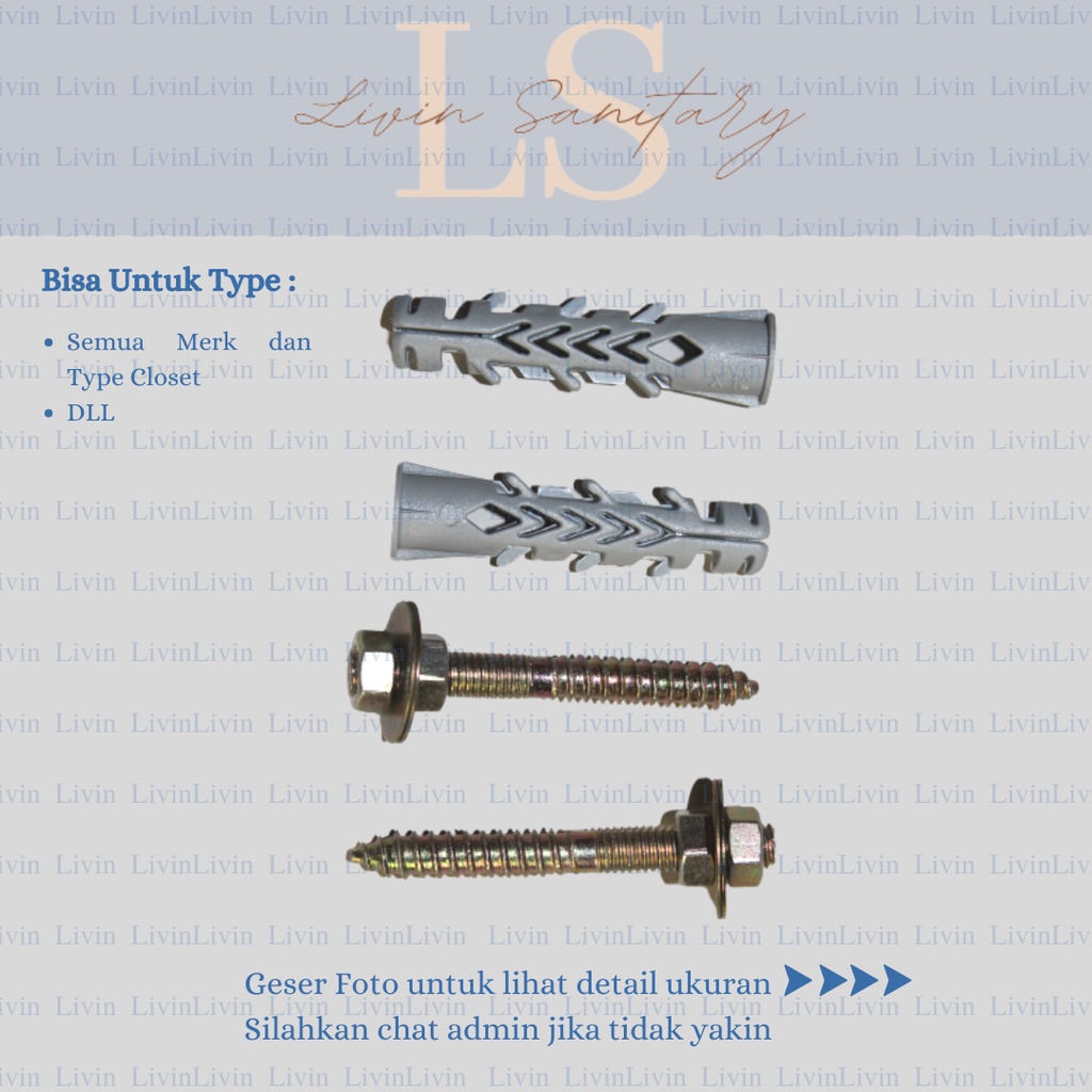 Jual [Sepasang] Baut bawah kloset duduk ( baut gasket abu) | Shopee ...