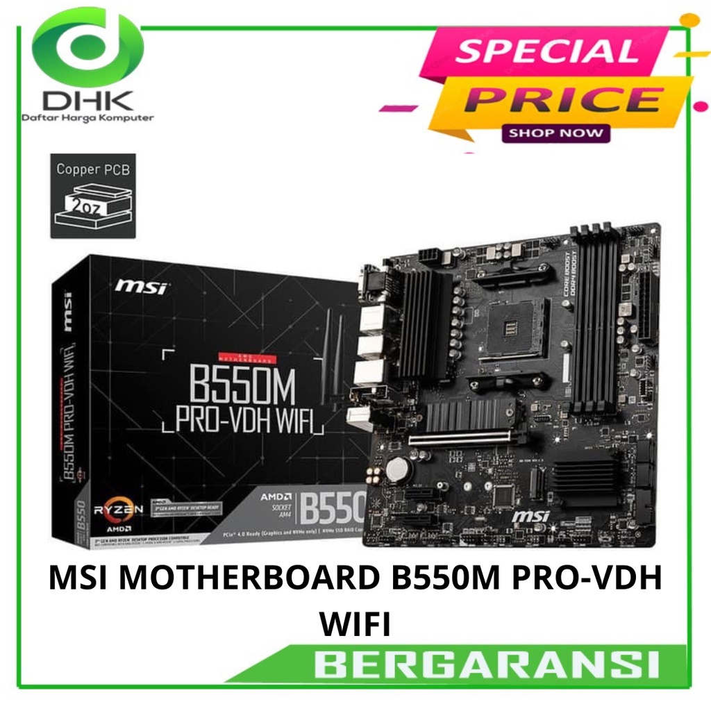 Jual Motherboard MSI B550M Pro VDH WIFI (AM4, AMD B550, DDR4, USB3 ...