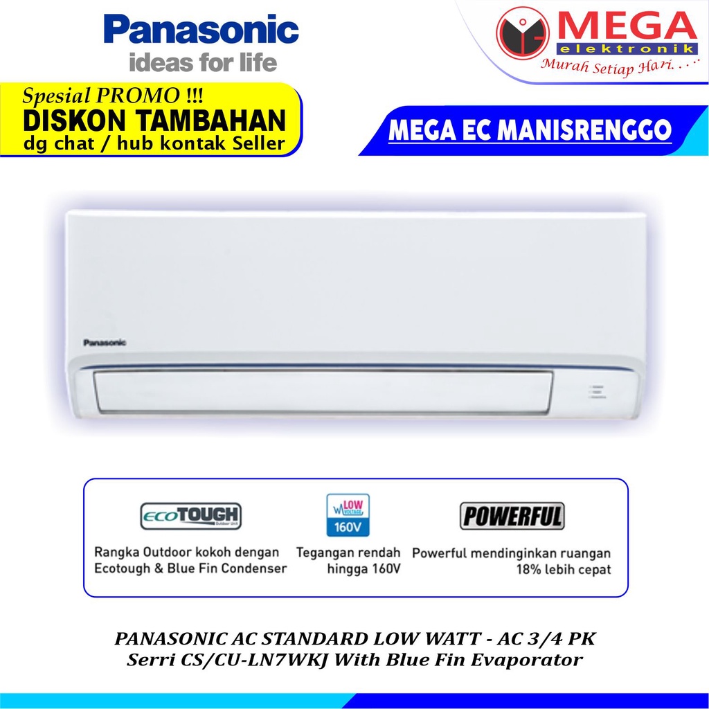 Jual AC PANASONIC STANDARD - AC 3/4 PK SERI CS/CU-LN7WKJ AC 0.75 PK PROMO | Shopee Indonesia