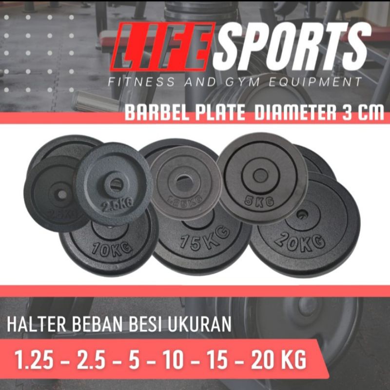 Jual dumbell plate ready 1.25kg - 20kg grosir lubang diameter ready 3&5cm | Shopee Indonesia