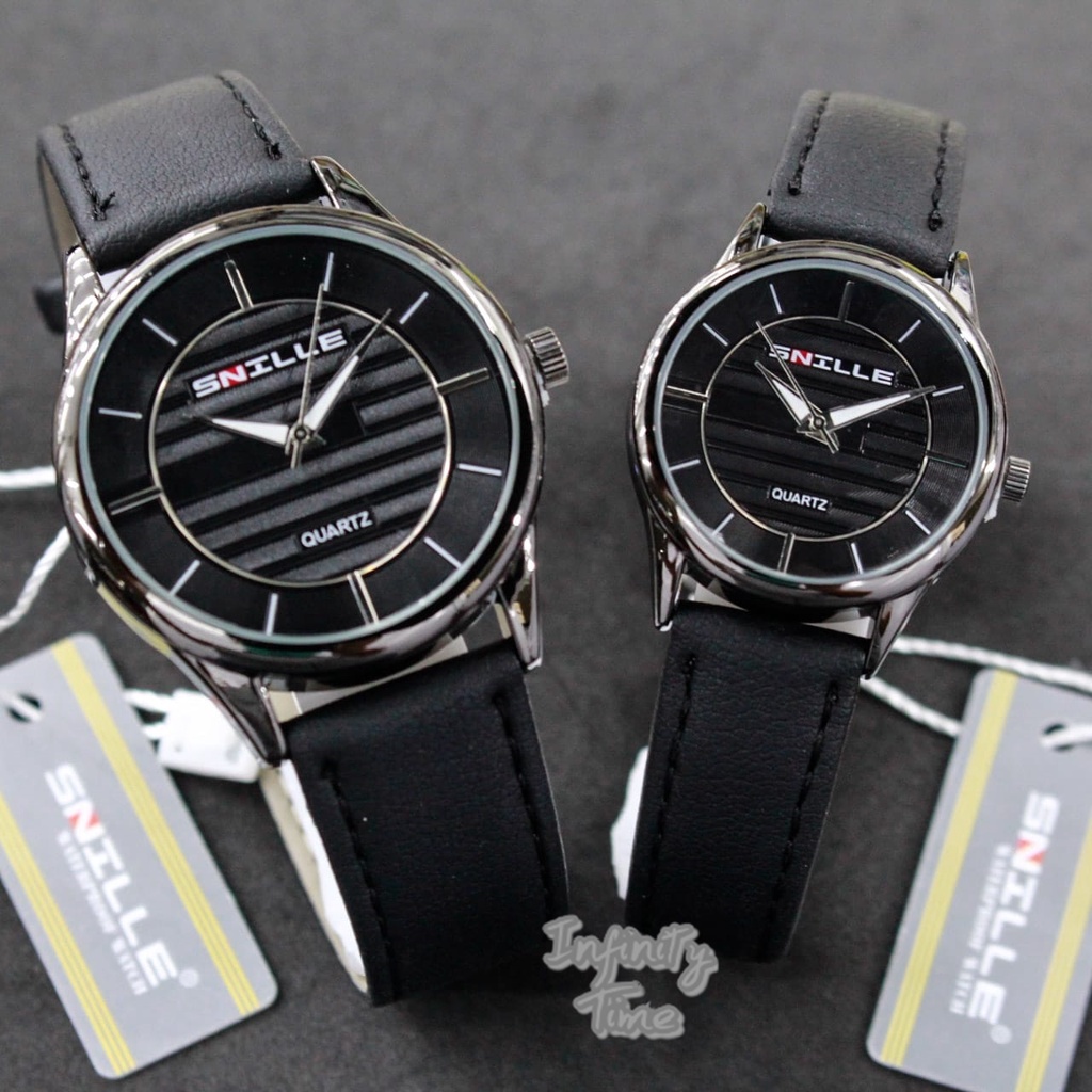 Jual Jam Tangan Couple Snille N1151 Cowok Cewek Analog Strap Leather ...