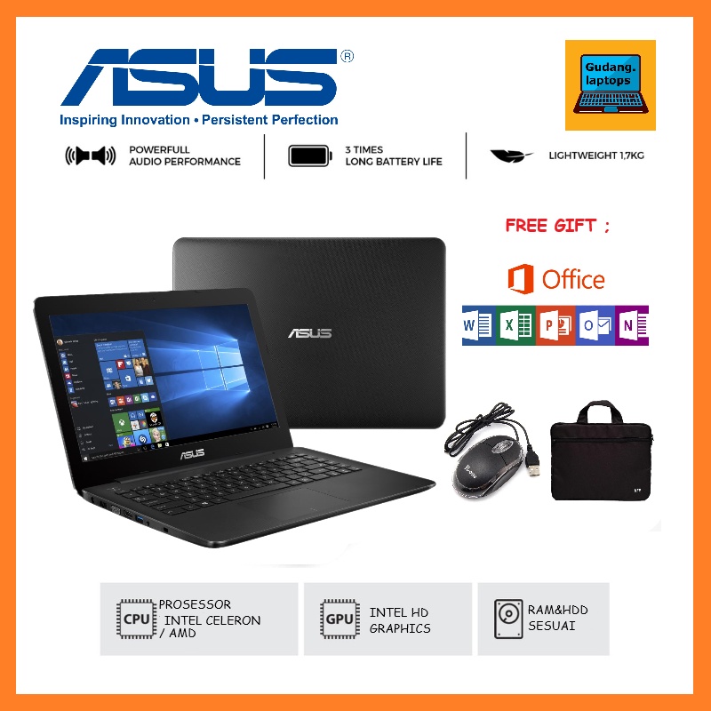 Jual LAPTOP ASUS INTEL CELERON/AMD RAM 8GB HDD 1TB FREE TAS&MOUSE ...