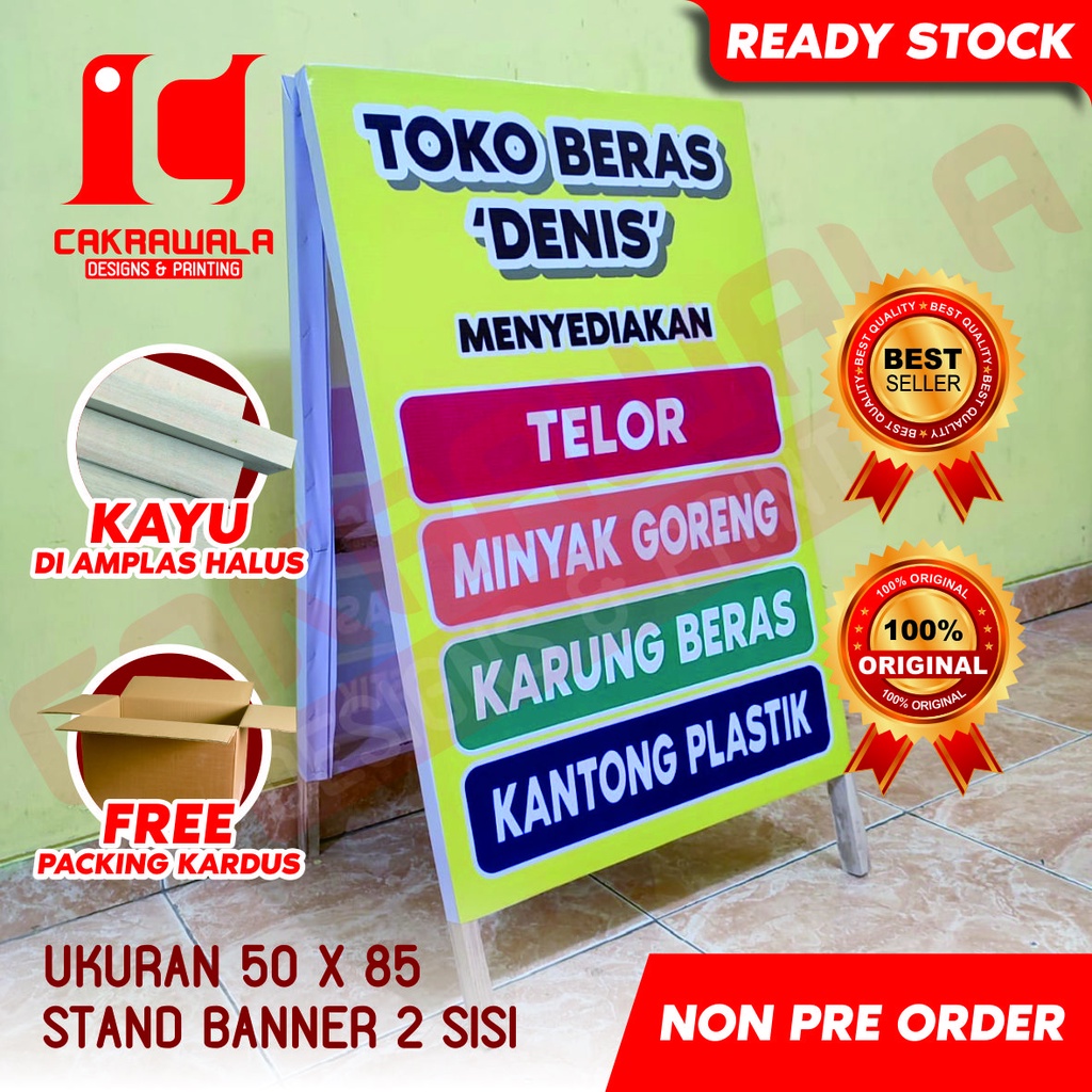 Jual STAND BANNER KAYU TOKO BERAS DAN SEMBAKO UKURAN 50 X 85 - STANDING ...